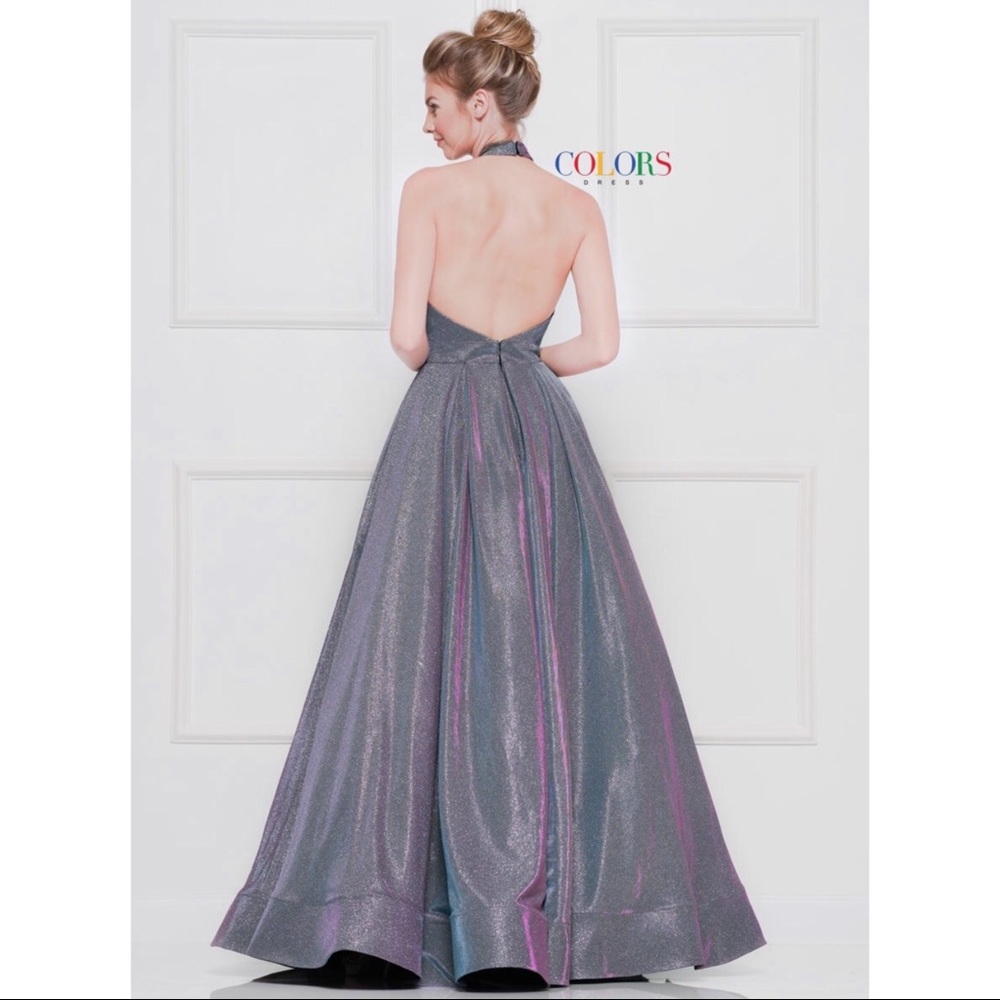 Nwot Colors Prom Duochrome Glitter Prom Dress - Gem